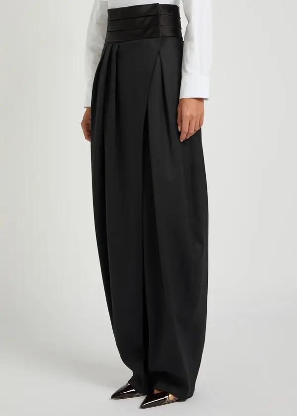 Alaïa Barrel-leg Silk And Stretch-wool Trousers