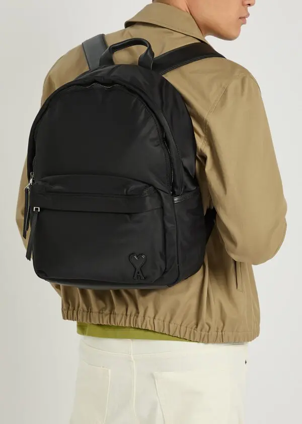 Ami Marcel Logo Backpack - Black