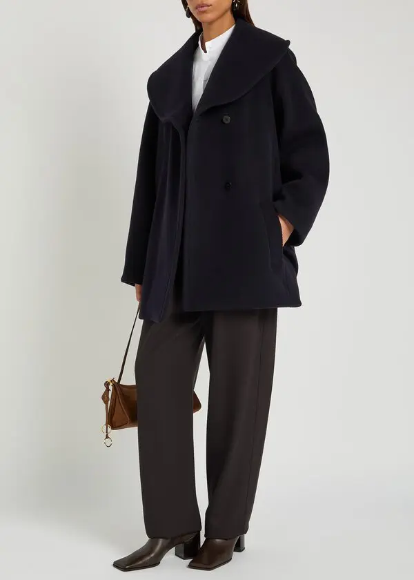 Alaïa Double-breasted Wool Coat - Navy