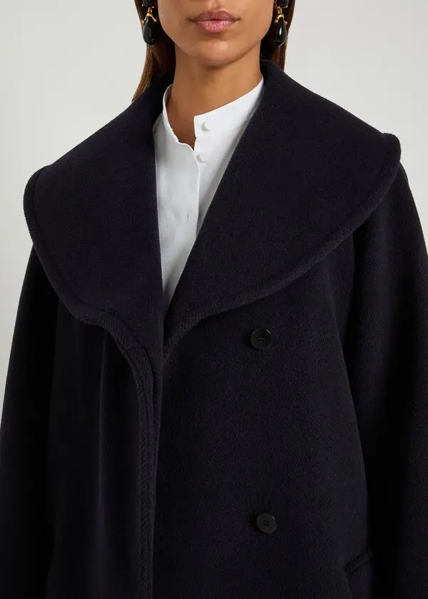 Alaïa Double-breasted Wool Coat - Navy