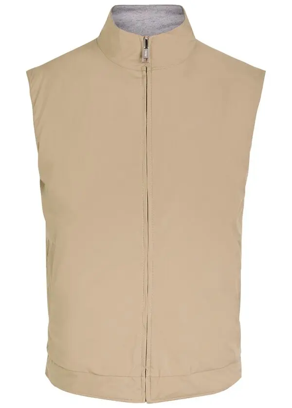 AURELIEN Quilted Reversible Shell Gilet - Beige