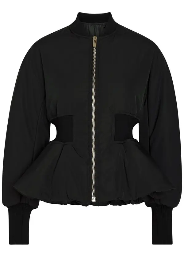 Alaïa Padded Peplum-hem Bomber Jacket - Black