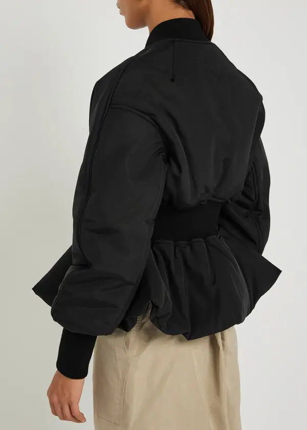Alaïa Padded Peplum-hem Bomber Jacket - Black