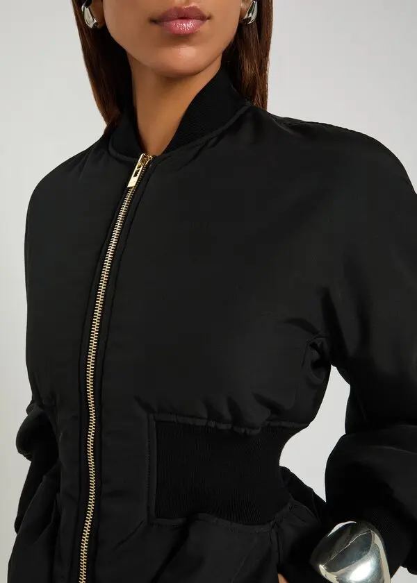 Alaïa Padded Peplum-hem Bomber Jacket - Black