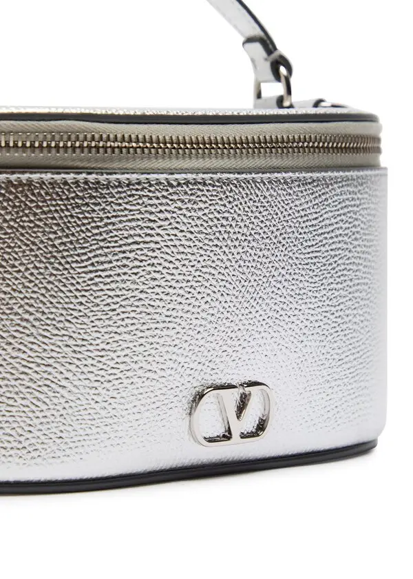 Valentino Garavani Vlogo Metallic Grained Leather Vanity Case