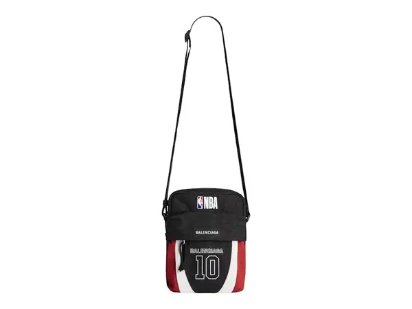 Balenciaga X Nba Explorer Crossbody Pouch - Black/white/vermillon Red