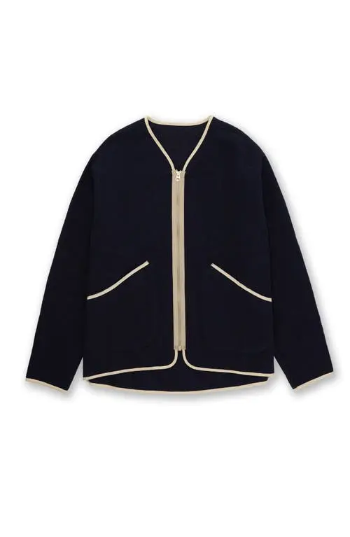 FORTELA Twill Wool Jacket - Navy
