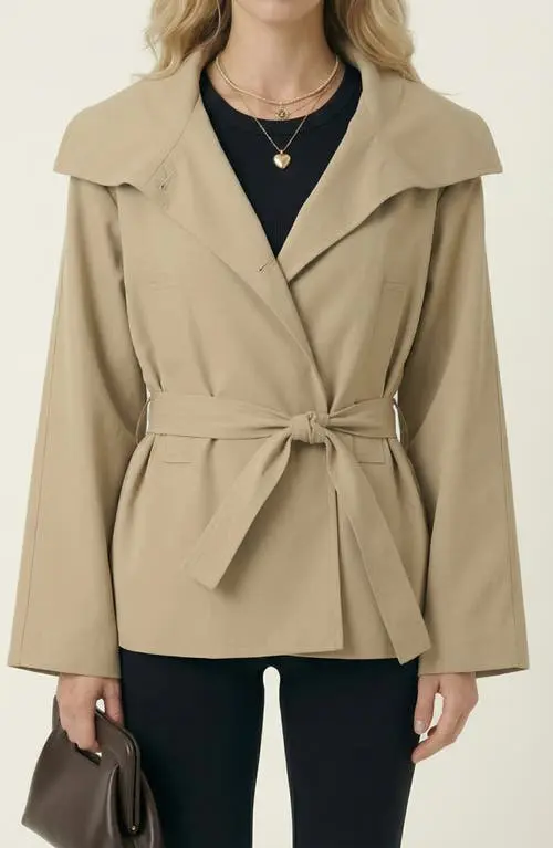 MODENAIRE Belted Wrap Jacket With Wide Lapels