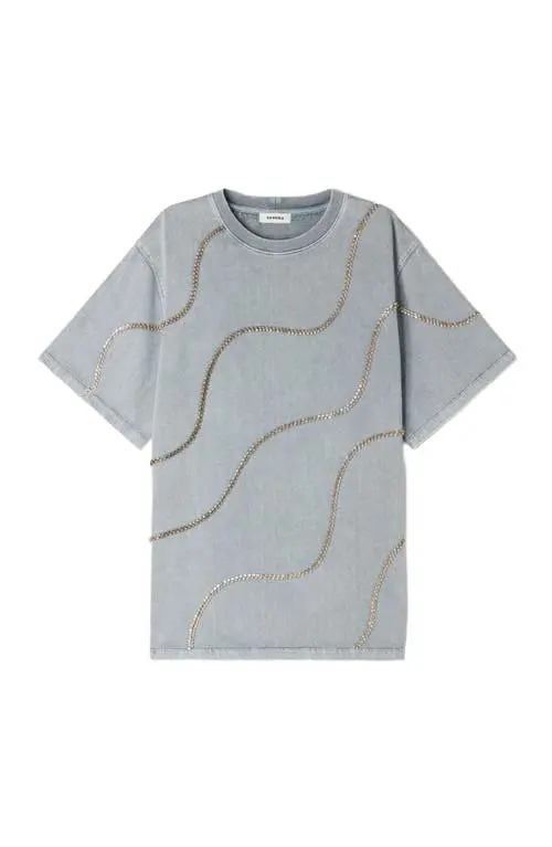 Sandro Rhinestone Embellished T-shirt - Grey