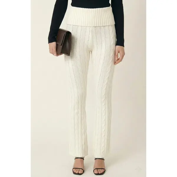 MODENAIRE Cable Knit Pull On Pant - White
