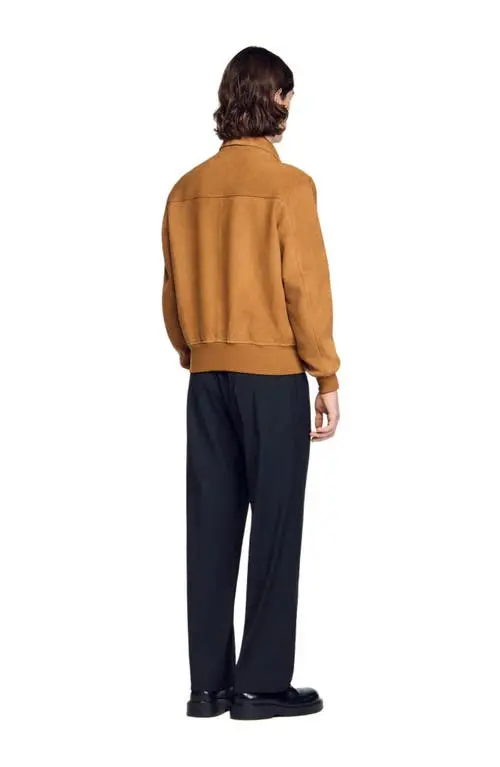 Sandro Goat Leather Jacket - Cognac