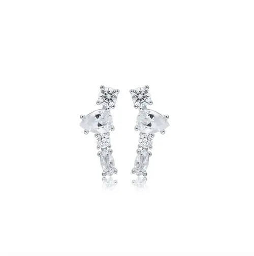 MAZIN JEWELS Luna Ear Crawlers - White Gold