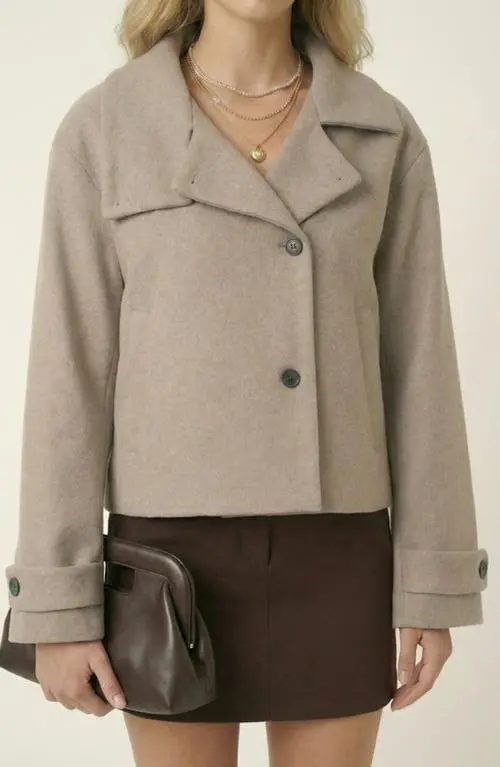 MODENAIRE Cropped Wool-blend Oversized Collar Jacket
