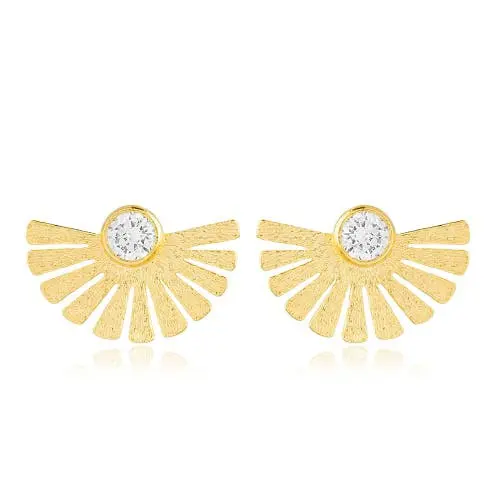 MAZIN JEWELS Sunray Stud Earrings - Yellow Gold