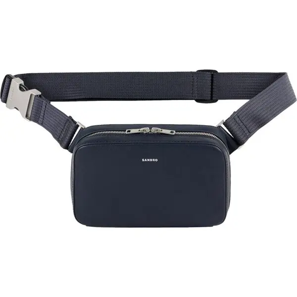 Sandro Grained Leather Bag - Navy Blue