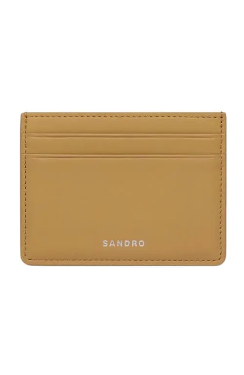 Sandro Leather Logo Card Holder - Natural