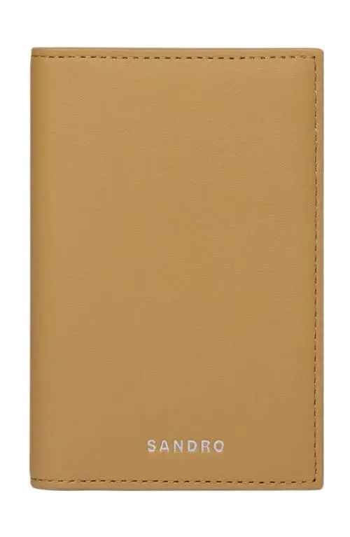 Sandro Grained Leather Card Holder - Natural