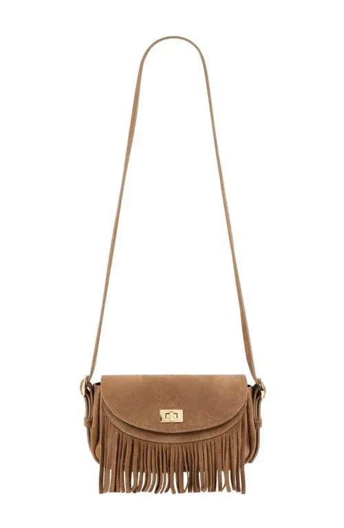 Sandro Mini Mambo Suede Bag - Caramel