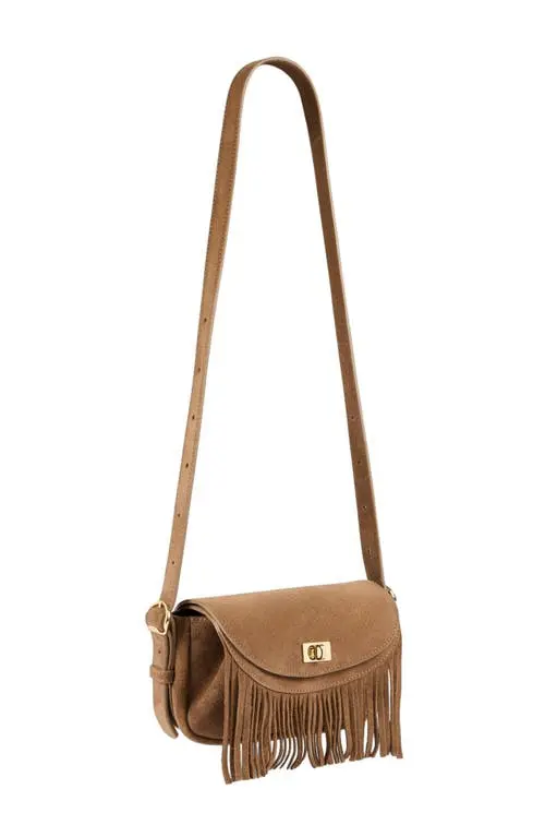 Sandro Mini Mambo Suede Bag - Caramel