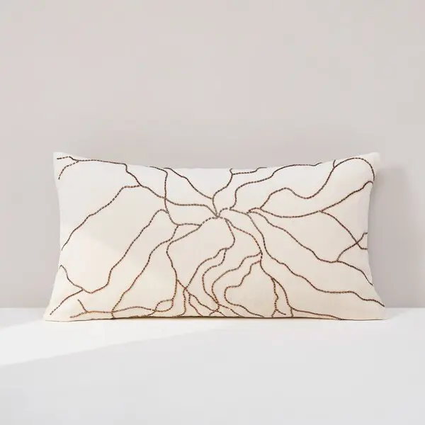 CHUKS COLLINS X LUSH DECOR Roots Cotton Pillow Cover - Cream