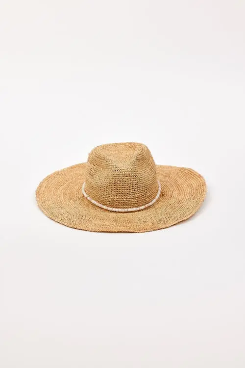 Hat Attack Raffia Crochet Continental - Natural/neutral Bead