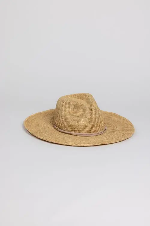 Hat Attack Raffia Crochet Continental - Natural/tan