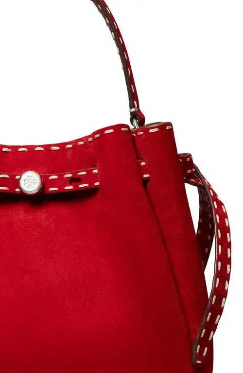 Tory Burch Romy Suede Bucket Bag - Red