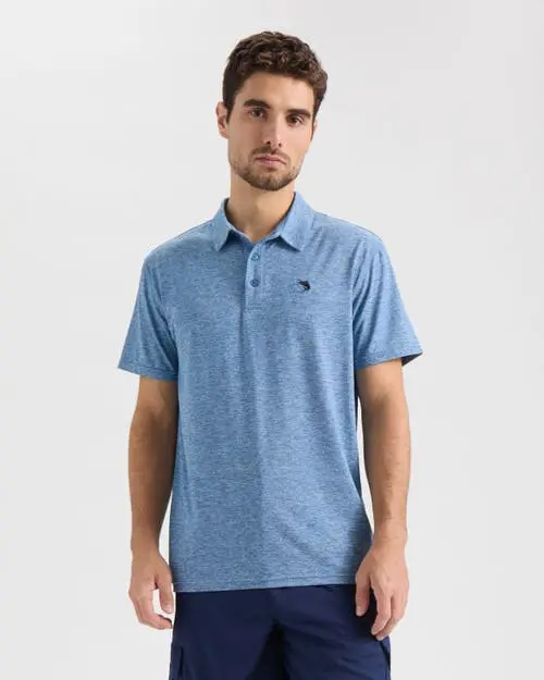 SALT LIFE Outrigger Short Sleeve Polo - Atlantic Heather