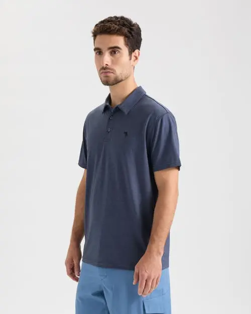 SALT LIFE Outrigger Short Sleeve Polo - Navy Heather