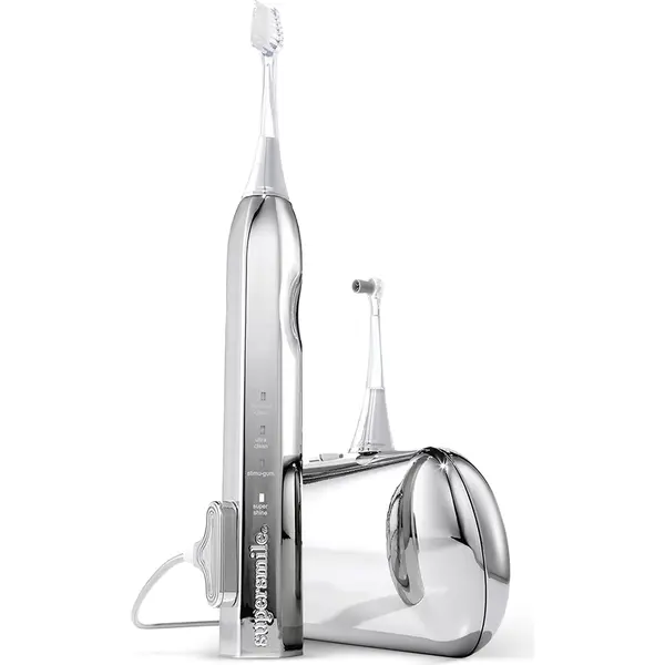 SUPERSMILE Zina45 Sonic Pulse Toothbrush + Travel Case - Chromse Silver