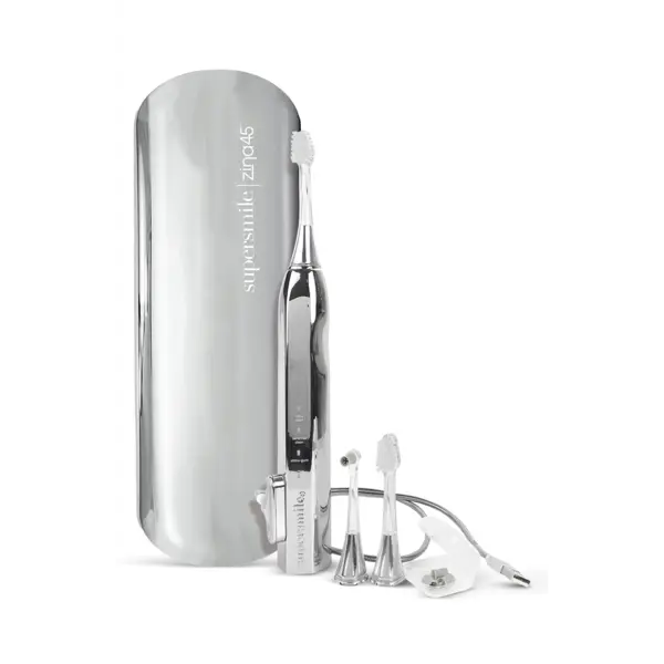 SUPERSMILE Zina45 Sonic Pulse Toothbrush + Travel Case - Chromse Silver