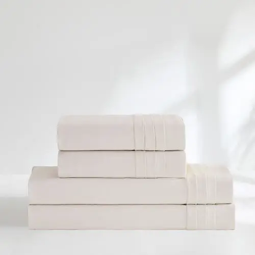 CHUKS COLLINS X LUSH DECOR Pleat Cotton Sheet Set - Cream