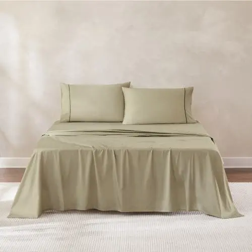 CHUKS COLLINS X LUSH DECOR Linear Cotton Sheet Set - Green