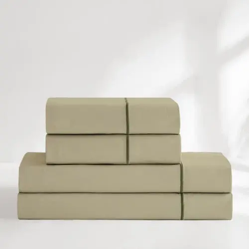 CHUKS COLLINS X LUSH DECOR Linear Cotton Sheet Set - Green