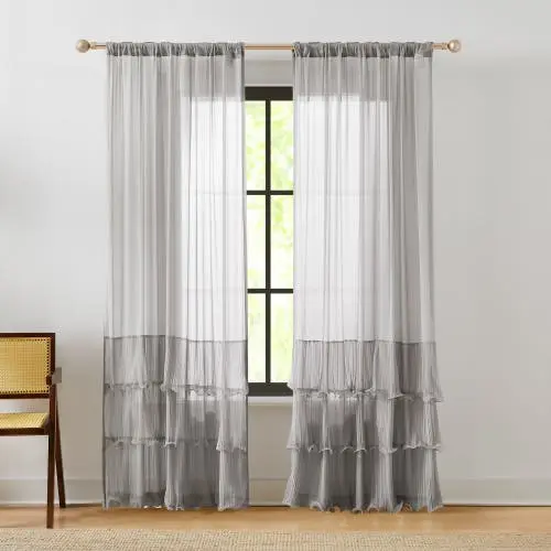 CHUKS COLLINS X LUSH DECOR Georgette Sheer Window Panel - Gray
