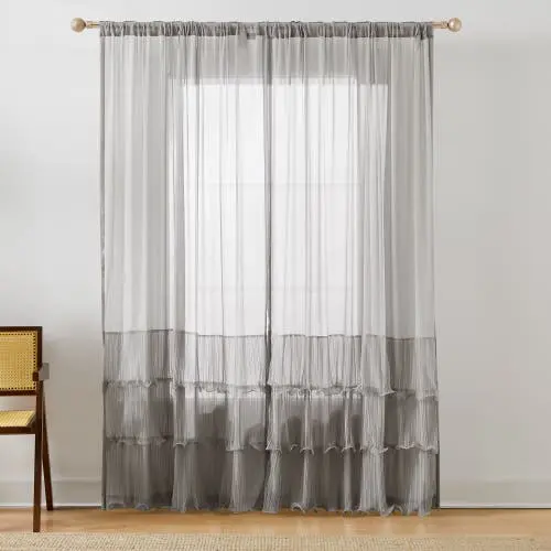 CHUKS COLLINS X LUSH DECOR Georgette Sheer Window Panel - Gray