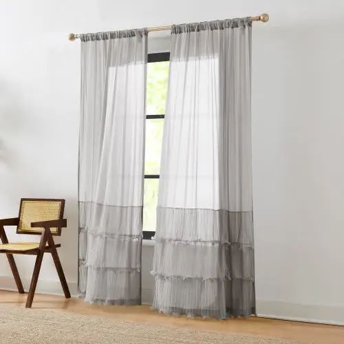 CHUKS COLLINS X LUSH DECOR Georgette Sheer Window Panel - Gray