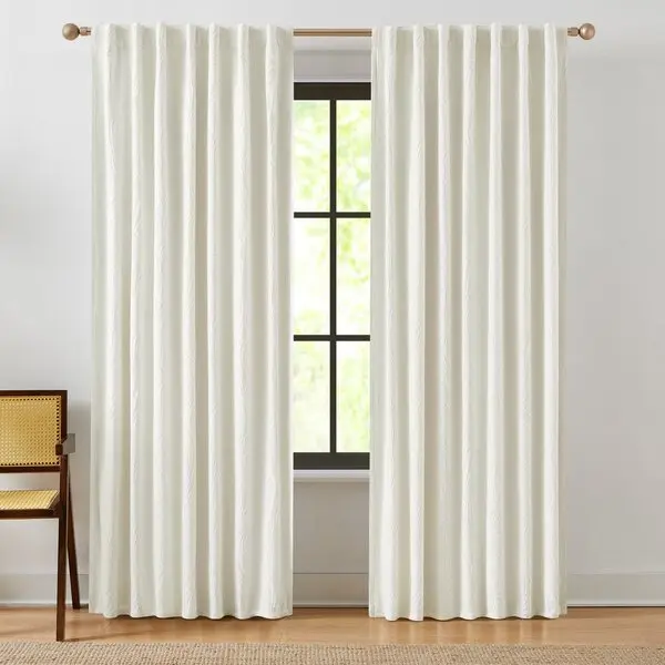 CHUKS COLLINS X LUSH DECOR Capstone Whisper Cotton Blackout Window Panel - Cream