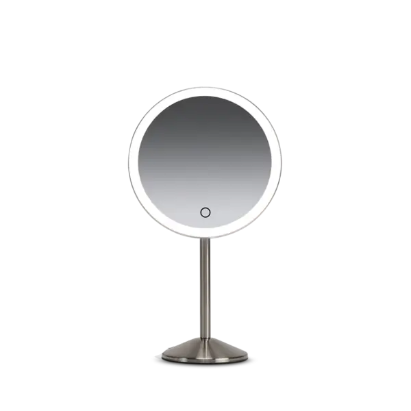 ILIOS LIGHTING Modern Portable Rechargeable Magnetic 5x Magnication Table Mirror - Silver