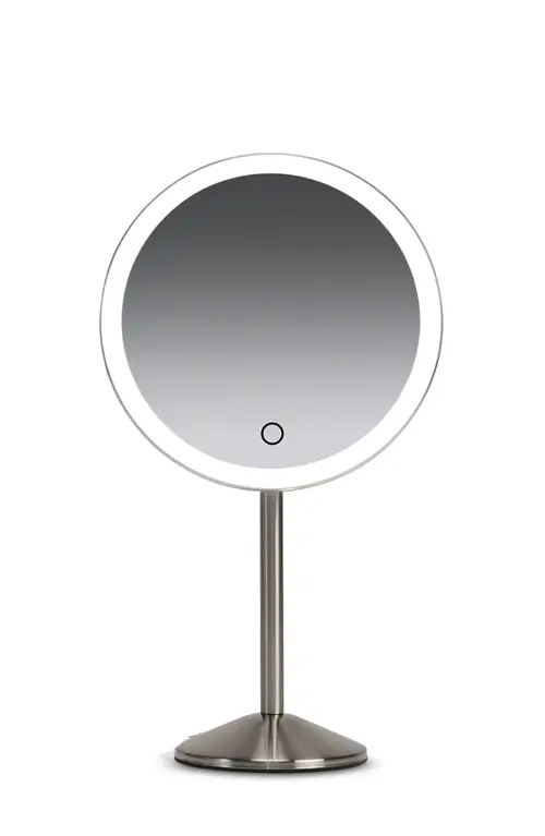 ILIOS LIGHTING Modern Portable Rechargeable Magnetic 5x Magnication Table Mirror - Silver