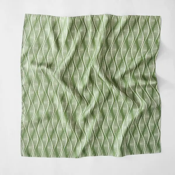CHUKS COLLINS X LUSH DECOR Shadow Bloom Silk Scarf - Green/cream