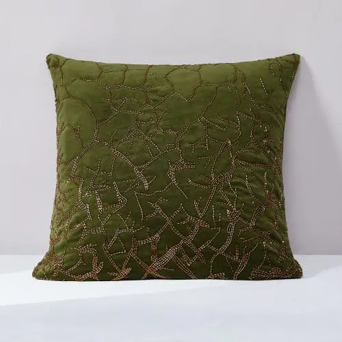 CHUKS COLLINS X LUSH DECOR Morel Velvet Pillow Cover - Green
