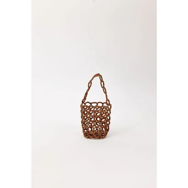 Hat Attack Isla Beaded Mini Bag - Brown