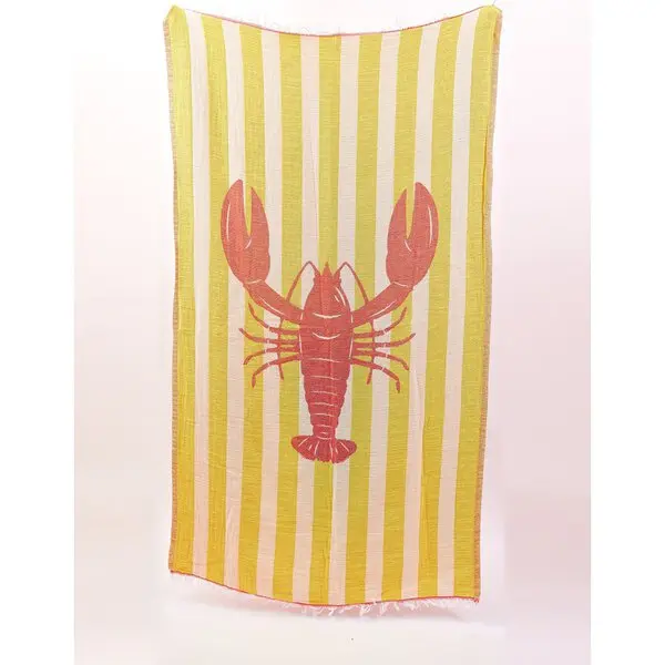 Hat Attack Novelty Turkish Towel - Lobster Yellow/coral