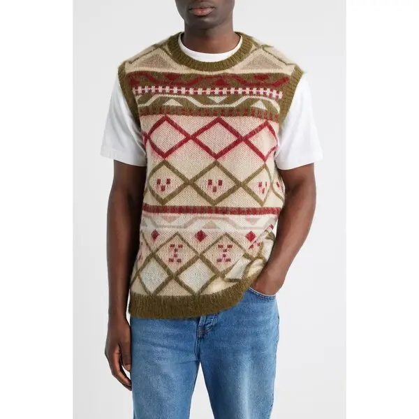 Topman Fair Isle Oversized Vest