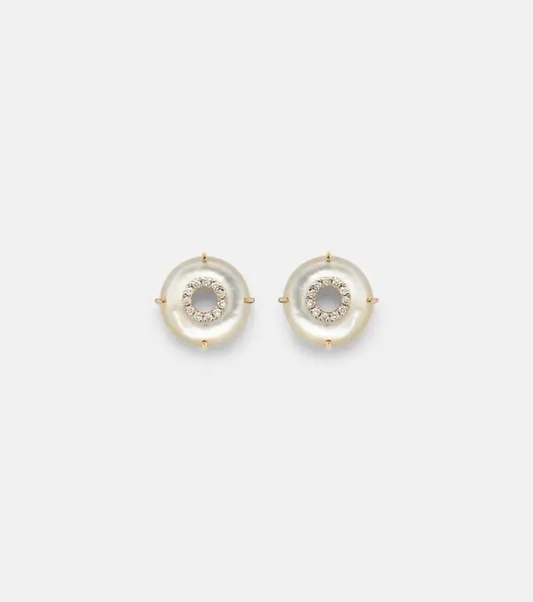 Mateo 14kt Yellow Earrings With Diamonds And Pearls - Gold