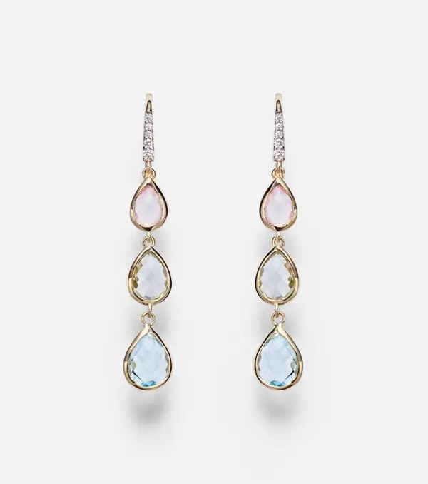 Mateo 14kt Gold Gemstone Drop Earrings - Multicoloured