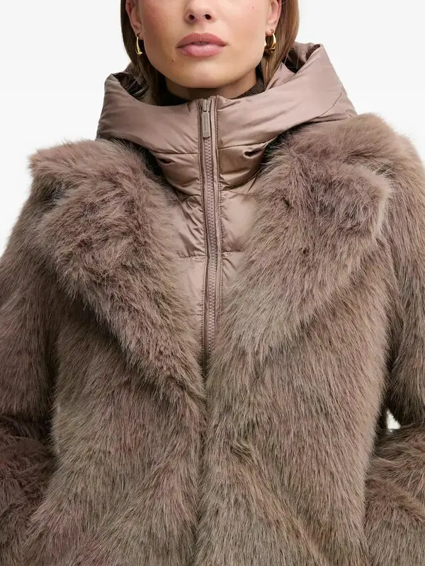 BOMBOOGIE Paris Hooded Faux-fur Jacket - Brown