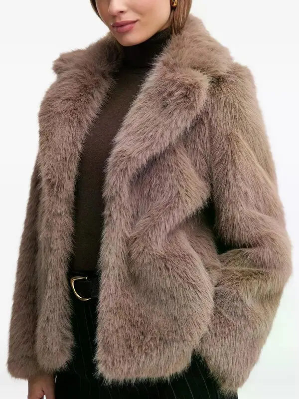 BOMBOOGIE Paris Hooded Faux-fur Jacket - Brown