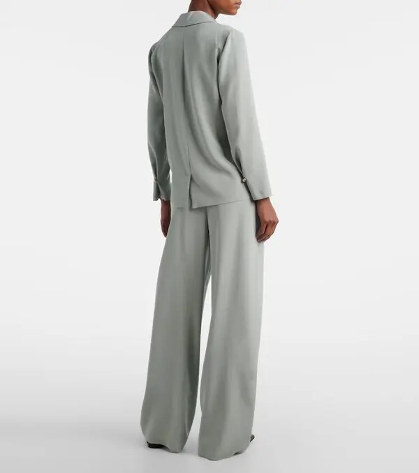 Max Mara Maga Silk-blend Satin Wide-leg Pants - Green
